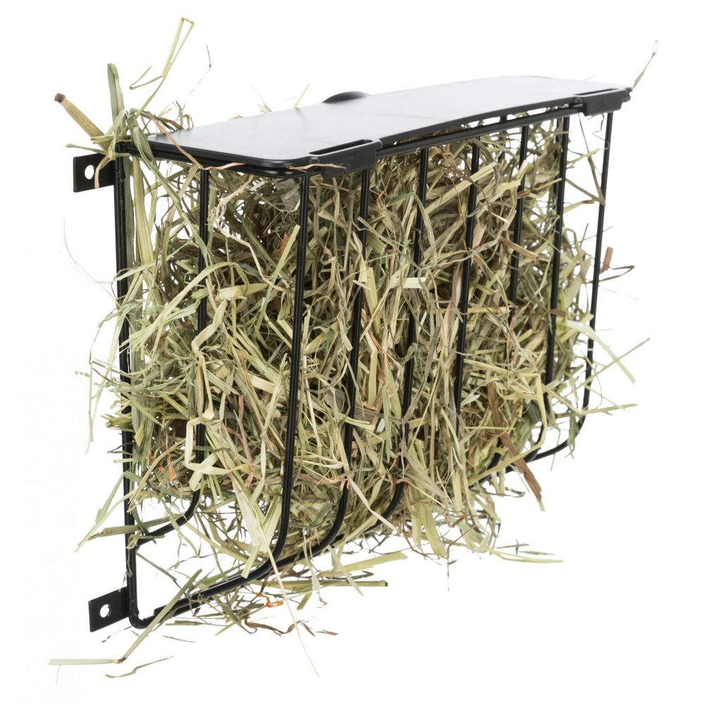 Wall-mounted Hay Rack with Flip-up Lid for Guinea Pigs and Rabbits